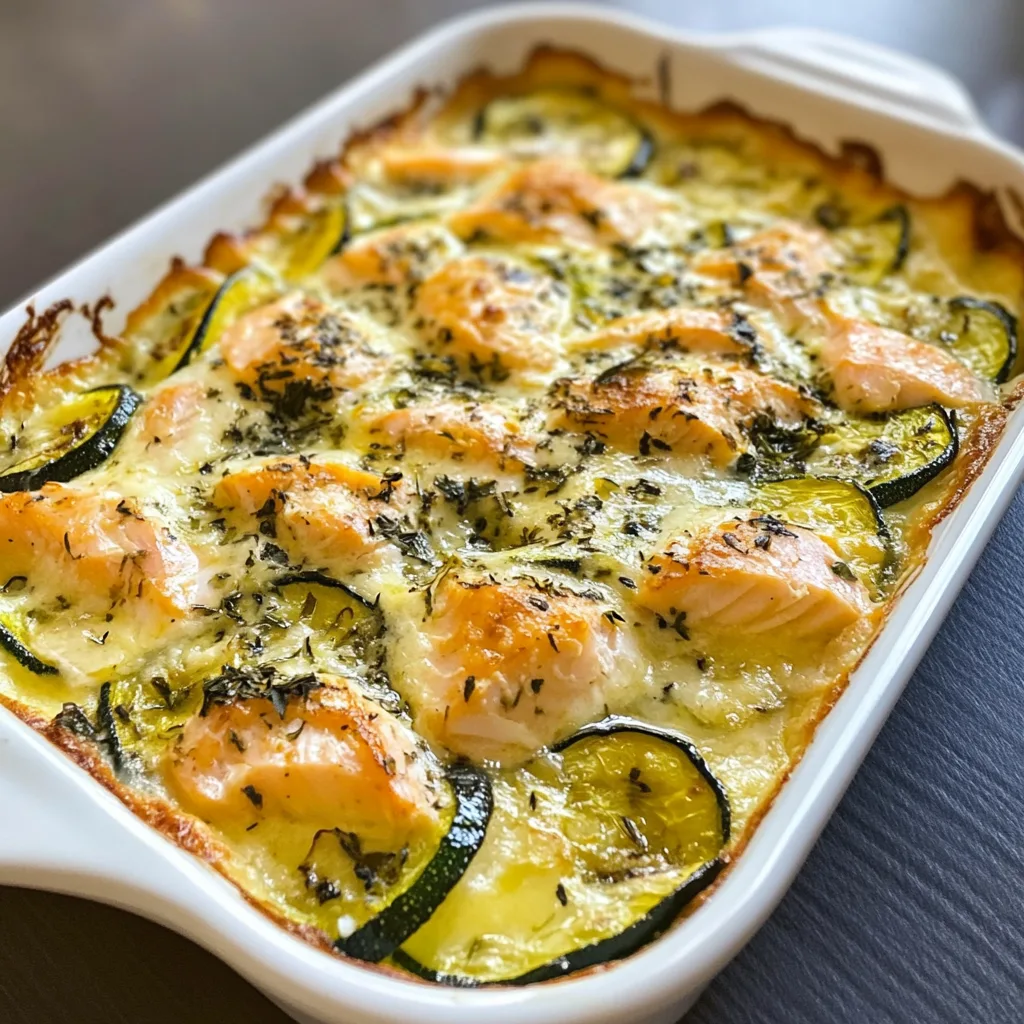 Gratin léger de saumon & courgettes spécial minceur - feastofsavory.com